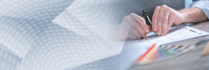 Architect Working on a Project Panoramic Banner Stock Image - Image of ...