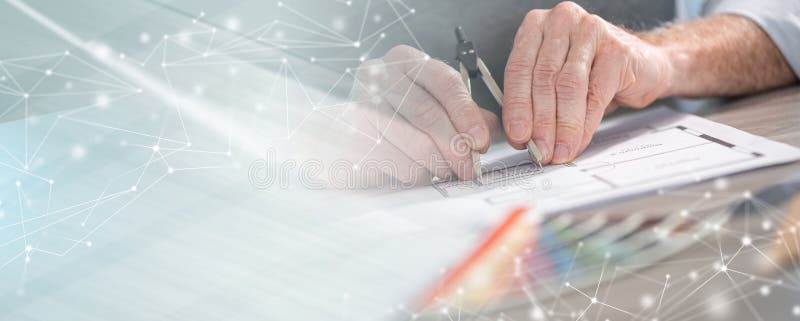 Architect Working on a Project Panoramic Banner Stock Image - Image of ...