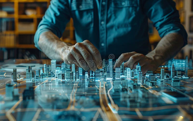 Architect Working on Technology Display. Engineer Designing Mockup ...