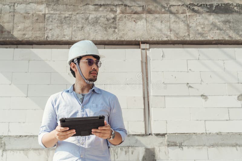 Architect Working Use BIM and AR Technology Digital Construction ...