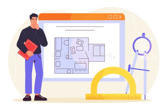 Architect at Workplace. Man with Blueprint. Architecture and ...