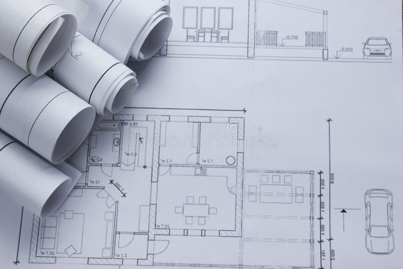 Architect Worplace Top View. Architectural Project, Blueprints ... Architect Worplace Top View. Architectural Project, Blueprints ...