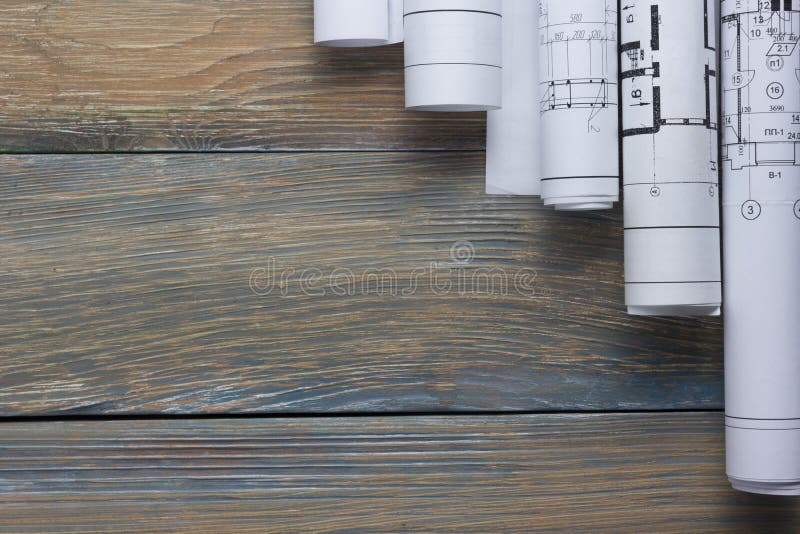 Architect Worplace Top View. Architectural Project, Blueprints ...