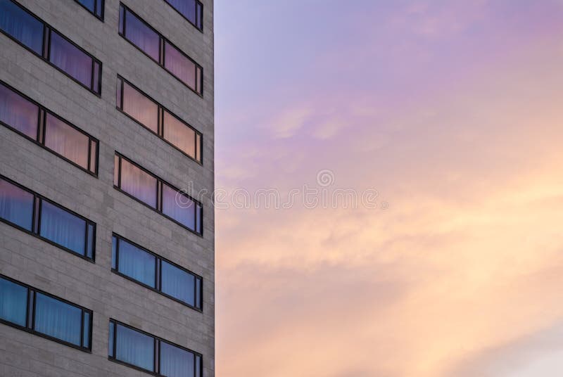 Architectonical Building with Reflection of Sunset Stock Photo - Image ...