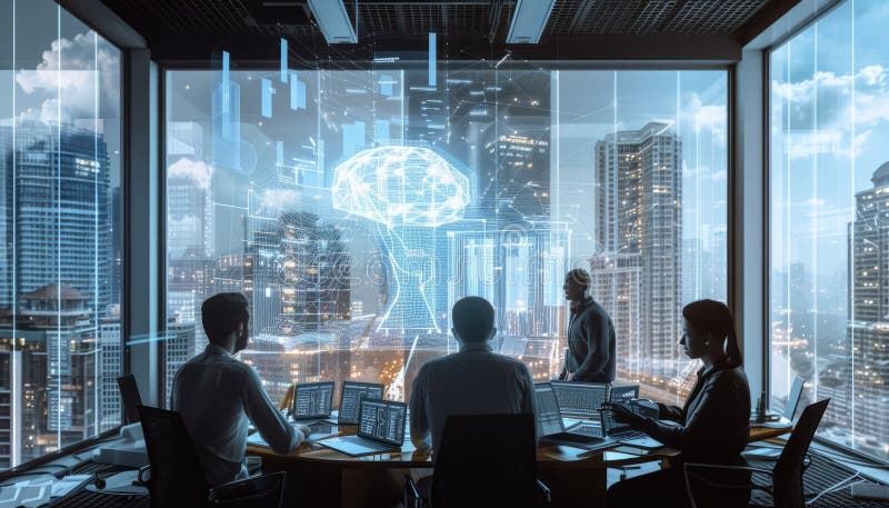 Architects with AI in Modern Office AIG60 Stock Illustration - Illustration of data, innovation ...