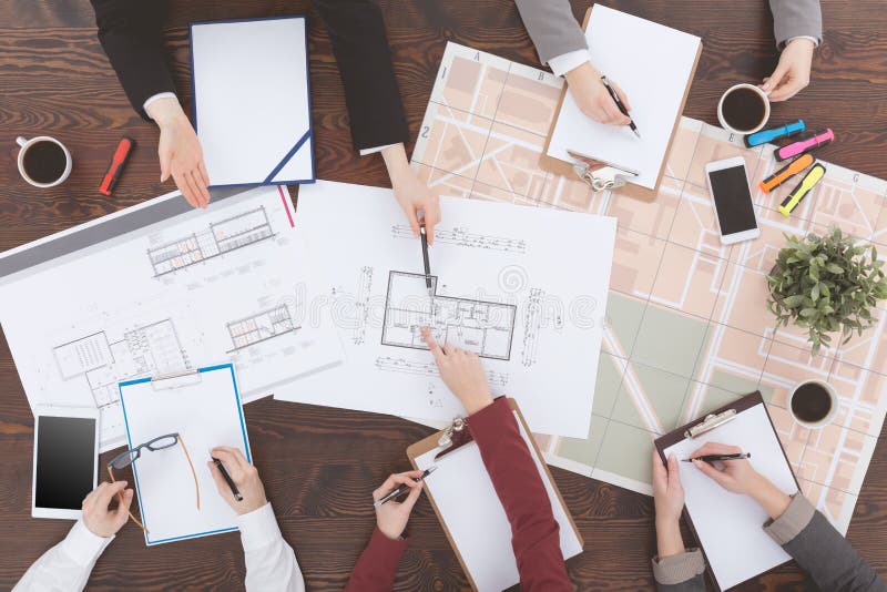 Architects Analyzing Projects Stock Image - Image of architecture ...
