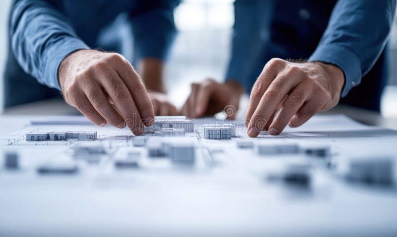 Architects Analyzing Urban Development Plans and City Models Stock ...