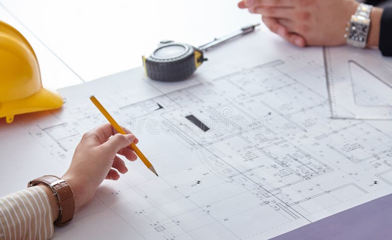 Architects Blueprints stock image. Image of instrument - 57078499