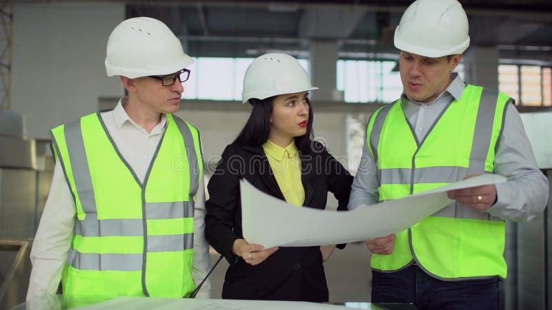 The Builder - Engineer Demonstrate the Project at Drawing in the ...