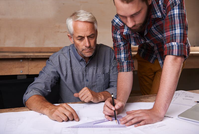 Architects, Collaboration and Men with Blueprint in Workshop for ...