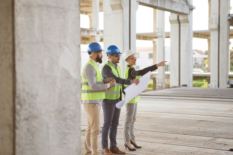 The Architects are on the Construction Site. Stock Image - Image of ...