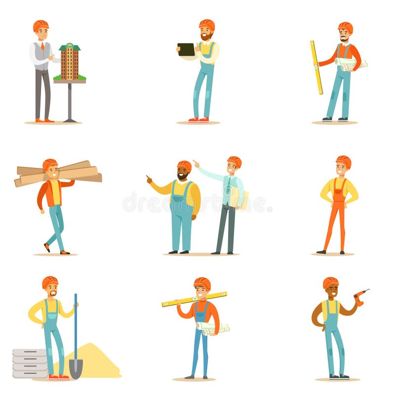 Architects and Construction Workers House Construction Process from ...