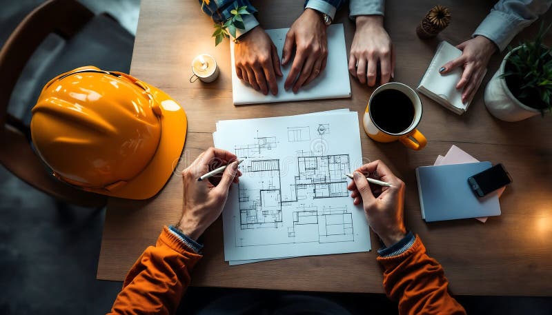 Architects and Contractor Reviewing House Plans: Collaboration and ...