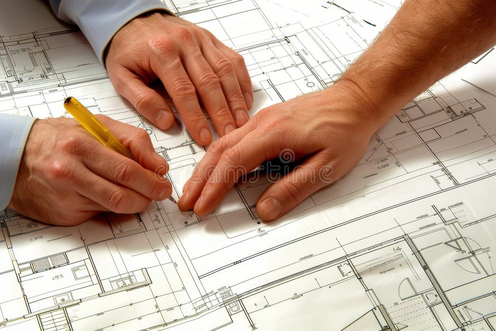 Architects in Deep Discussion, Meticulously Analyzing Detailed ...