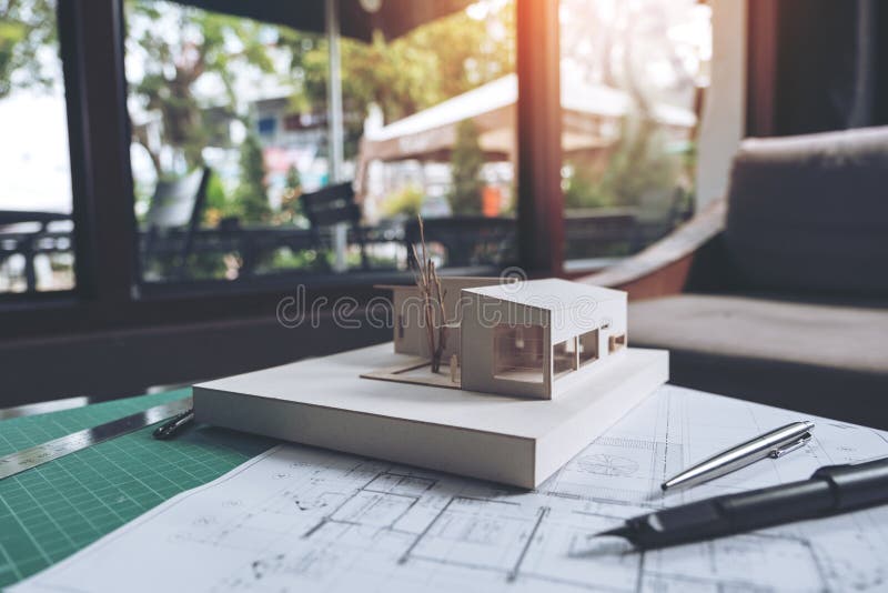 An Architects Designed Mass Model with Shop Drawing Paper Stock Photo ...