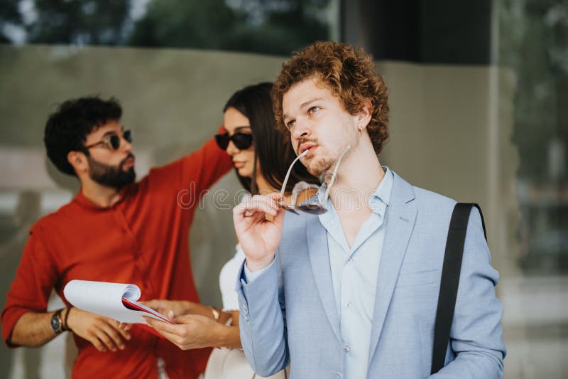 Collaborating Architects Discussing Blueprint on Tablet for ...