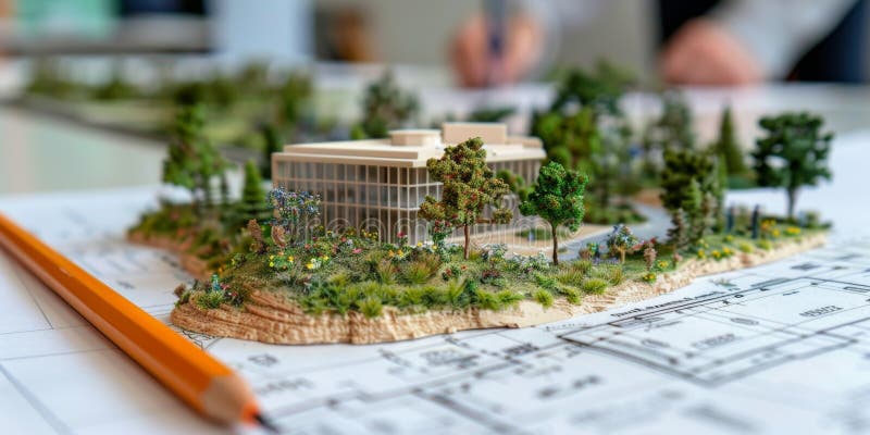 Architects Designing Sustainable Building Project Using Scale Model on ...