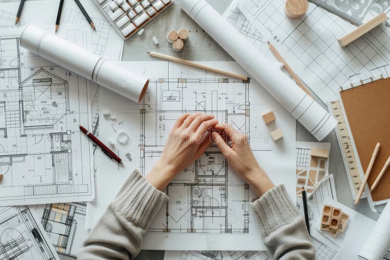 Architects Discuss Blueprint Design in Office Meeting with Generative ...