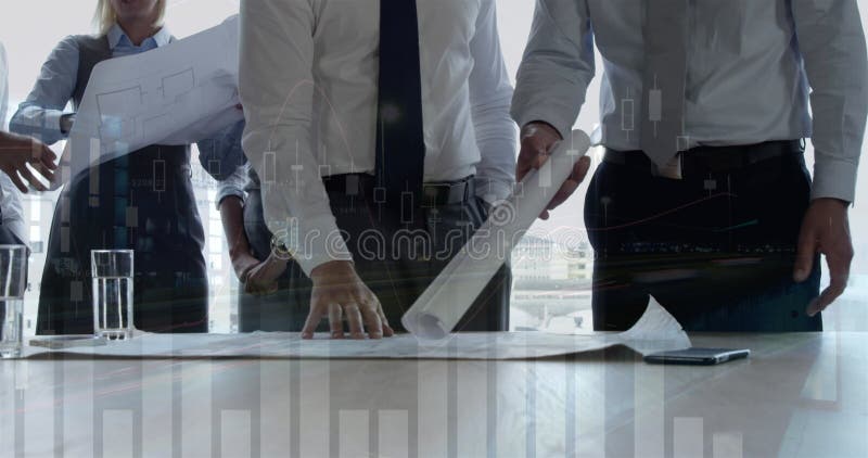Architects Discuss a Building Plan with Graphs Stock Image - Image of ...