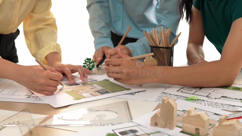 Architects Discussing about House Construction Design. Closeup ...