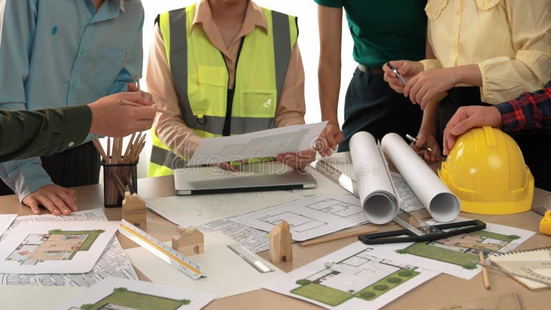 Architects Discussing about House Construction Design. Closeup ...