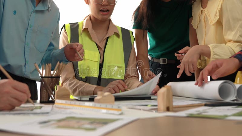 Architects Discussing about House Construction Design. Closeup ...