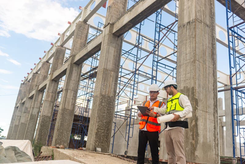 Architects Engineer are Checking the Progress of the Building Project ...