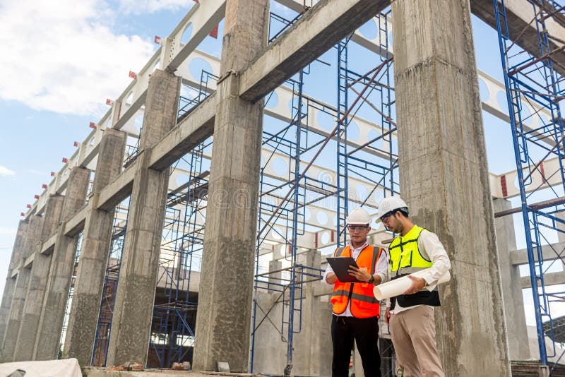 Architects Engineer are Checking the Progress of the Building Project ...