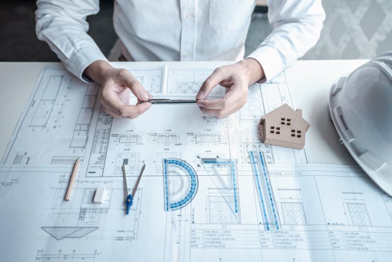 Architects or Engineering Working on Objects Tools and Construction ...