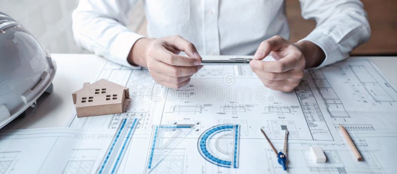 Architects or Engineering Working on Objects Tools and Construction ...