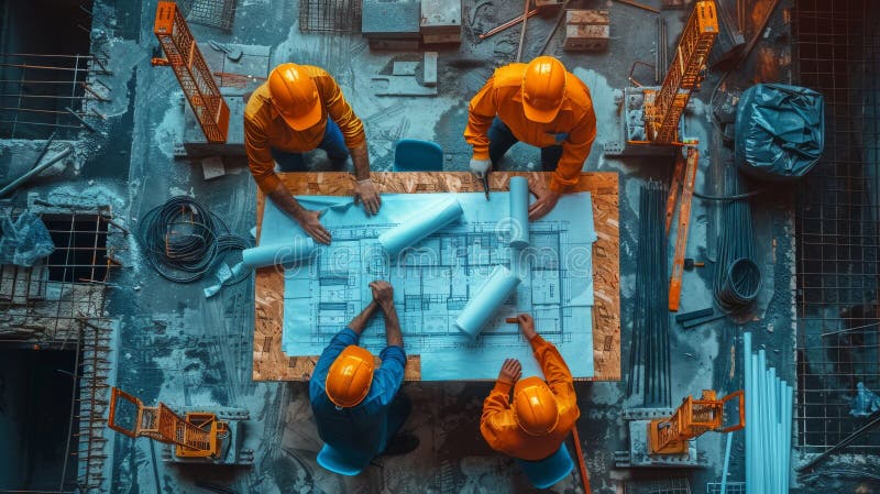 Architects and Engineers Collaborating on a Project at a Construction ...