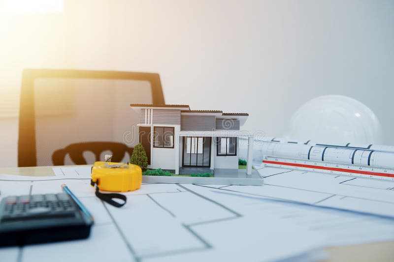 Architects, Engineers, Contractors Working in the Office with Blueprints, Inspection Engineers ...