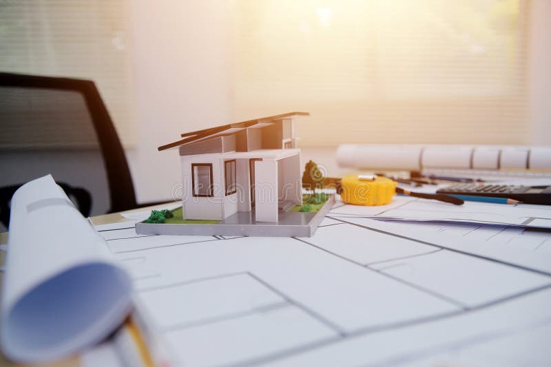 Architects, Engineers, Contractors Working in the Office with Blueprints, Inspection Engineers ...