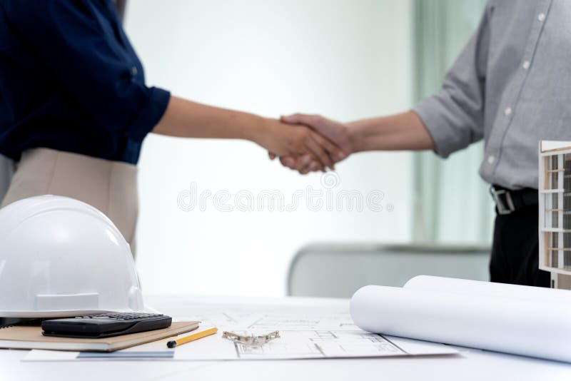 Architects or Engineers Hand Shake To Agree on the Project Stock Photo ...