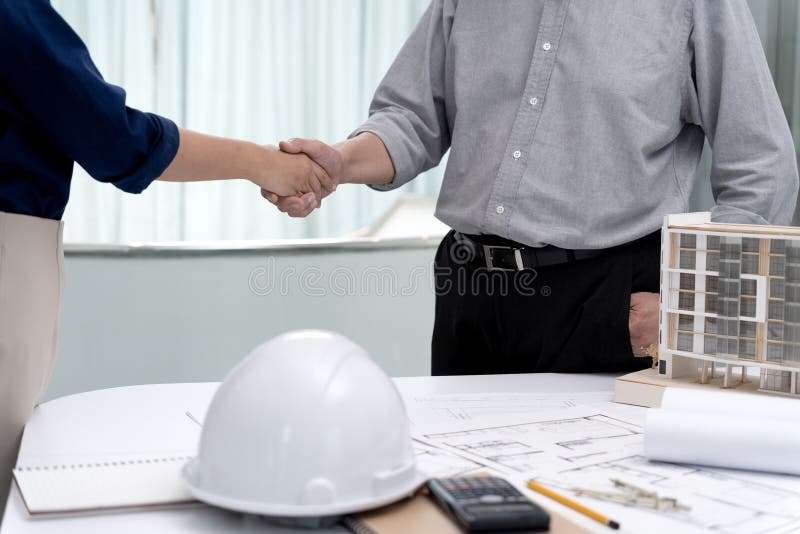 Architects or Engineers Hand Shake To Agree on the Project Stock Photo ...