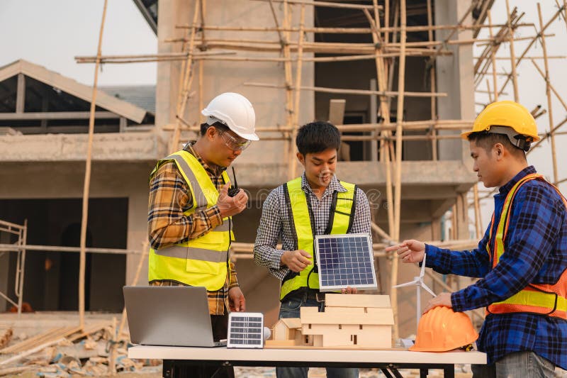 Architects and Engineers Work Together on Building Sketches and Discuss ...