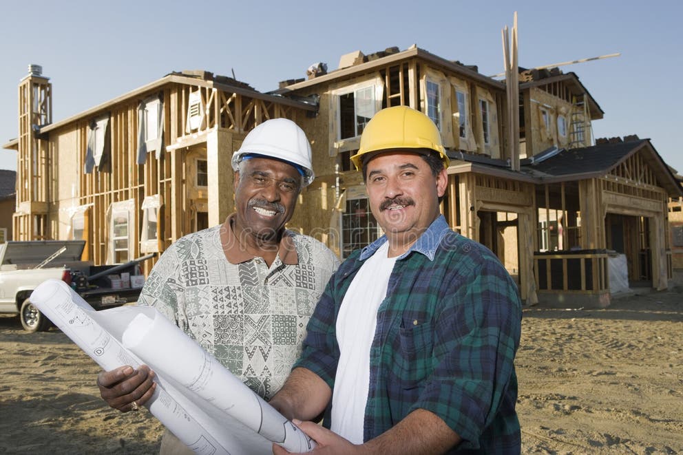 Architects in Front of Incomplete House Stock Photo - Image of american ...