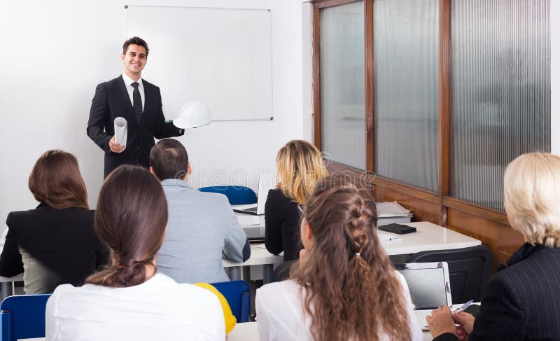 Architects Having Advanced Training Courses in Classroom Stock Photo ...