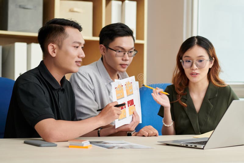 Architects Having Online Meeting with Client Stock Image - Image of ...