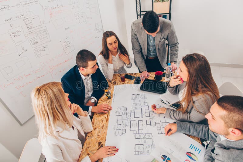 Architects Making Blueprint Stock Photo - Image of contemporary ...