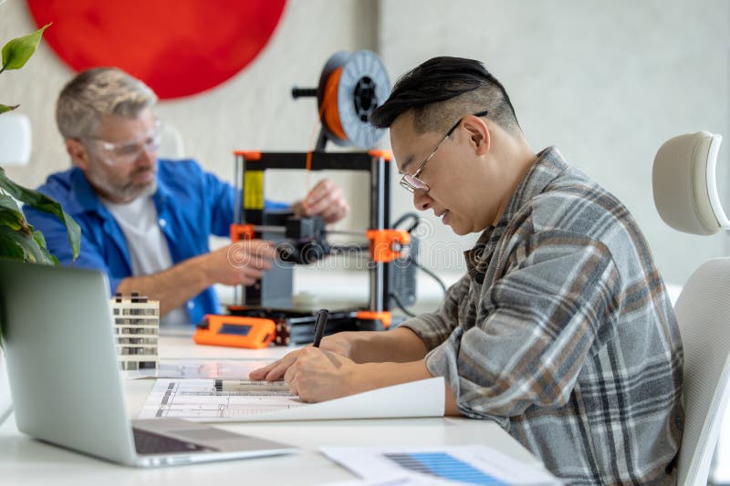 Architects Making House Model Using 3D Printer, FDM Technology for ...