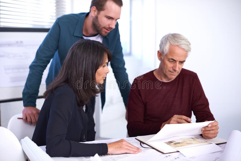 Architects, Meeting and Planning with Blueprint, Teamwork and ...