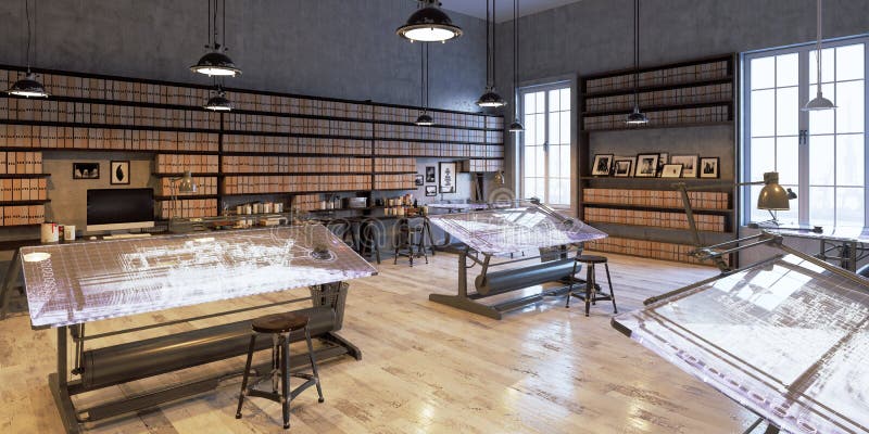 Architects Office. Architects Room. Workplace. Stock Illustration ...