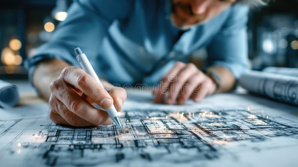 Architects Study Blueprints while Planning a Building. Generative AI ...