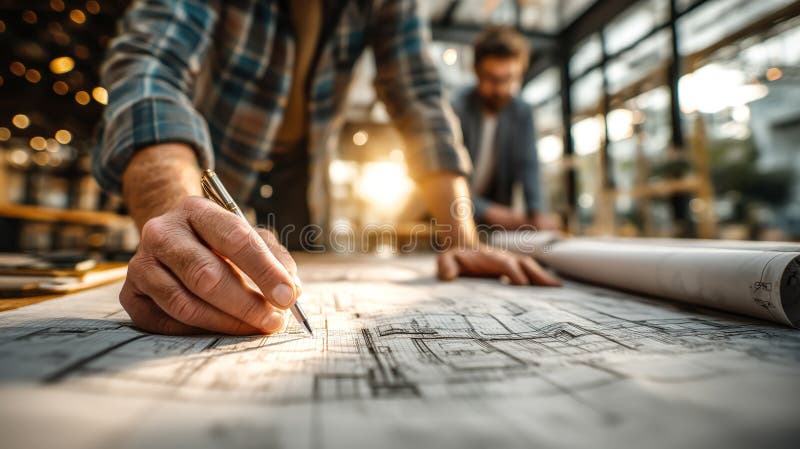 Architects Study Blueprints while Planning a Building. Generative AI ...