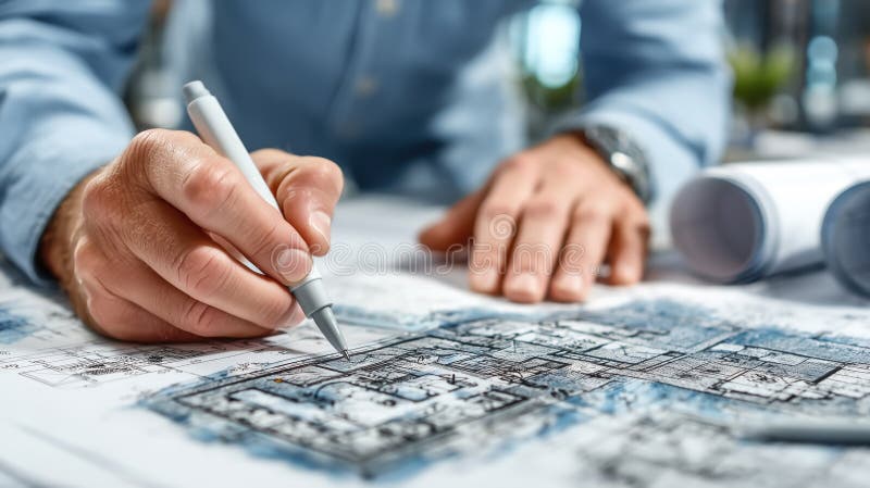 Architects Study Blueprints while Planning a Building. Generative AI ...