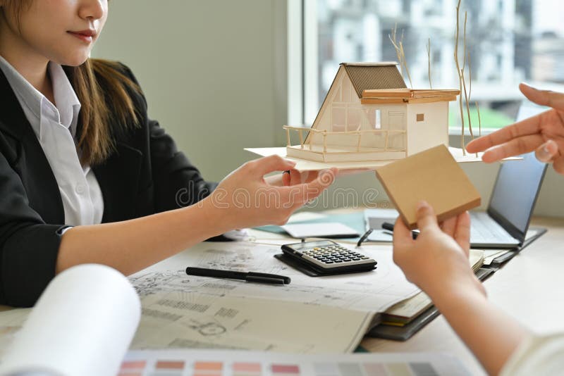 Architects Team Working on Design of a Construction Plan and Scale ...