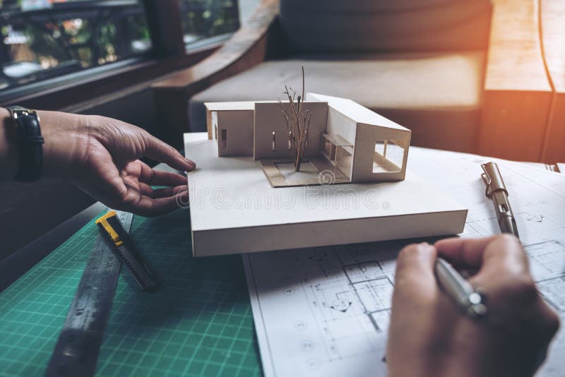 An Architects Thinking and Designing Mass Model with Shop Drawing Paper ...