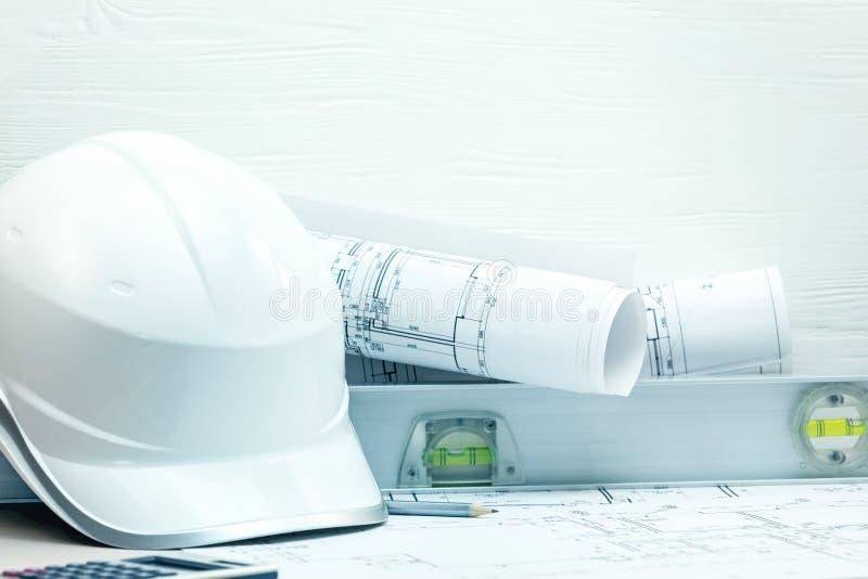 Architects Tools and Instruments on Table Stock Image - Image of ...