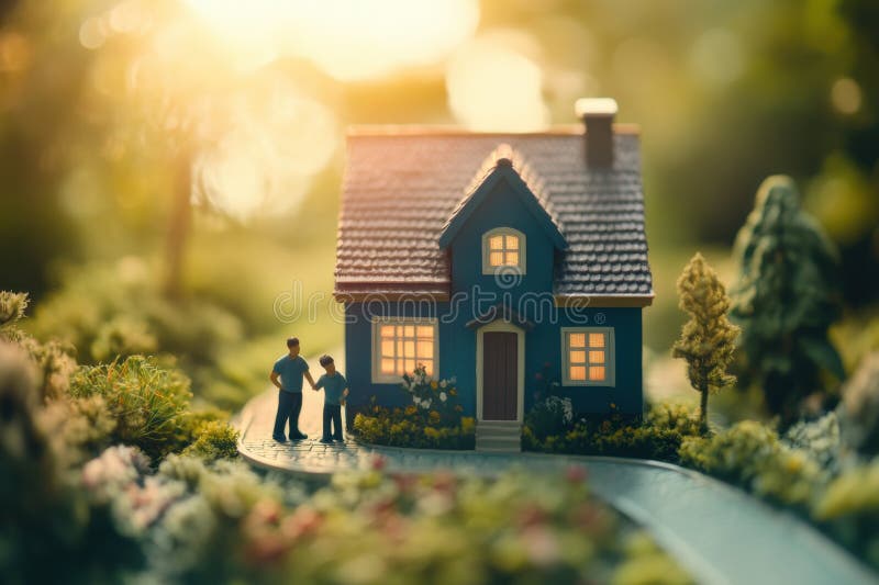 Architects Utilizing a Scale Model and Blueprint for a Residential ...